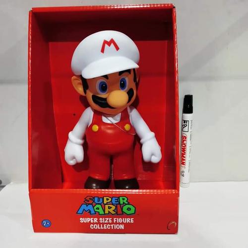Jual mainan vinyl figure super mario bros fire mario white super size ...