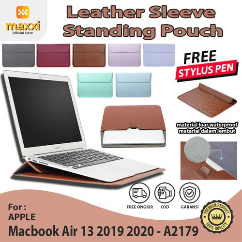 Jual Macbook Air 13 inch 2019 2020 A2179 Leather Sleeve Standing Pouch ...