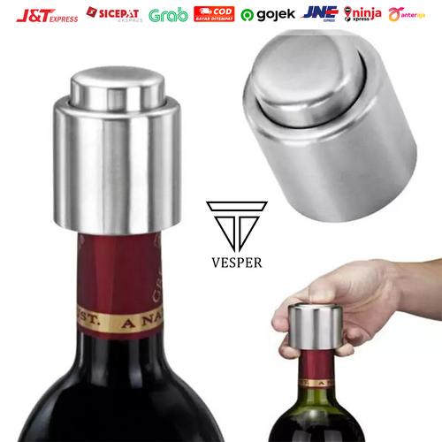 Promo wine bottle stopper stainless / wine vacuum tutup botol minuman ...