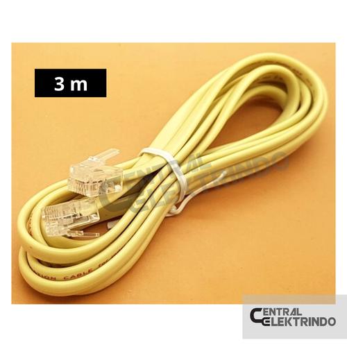 Jual Kabel Telepon 3m Kabel Line Telpon 3 meter + Jack RJ 11 Krem ...