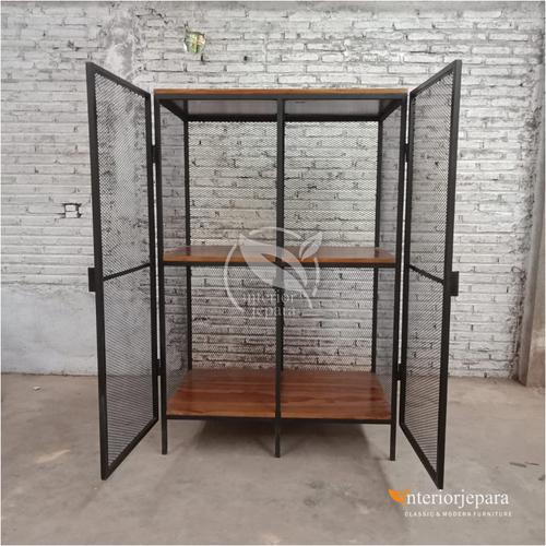 Jual Lemari Penyimpanan Model Industrial Besi Kombinasi dan Kayu Jati ...