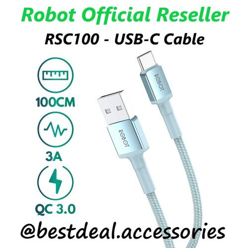 Jual Robot RSC100 USB-C Kabel Data Cable Type C 1M 2.4A Braided Cable ...