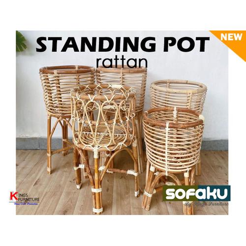 Jual STANDING POT - Pot Rattan Asli Pot Bunga Tanaman Pot Berdiri Rotan ...