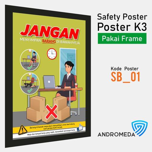 Jual Safety Poster K3 : Office 5R Rapi 5S Kantor Ergonomi Gempa +Frame ...