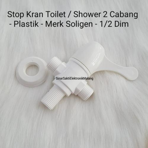 Jual Stop Kran 2 Cabang Keran PVC plastik Toilet Kloset Shower T Double ...
