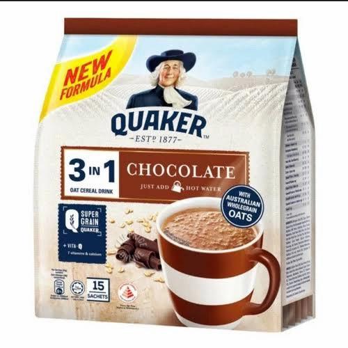 Jual quaker 3in1 oat cereal drink chocolate isi 15 sachet - Kota ...