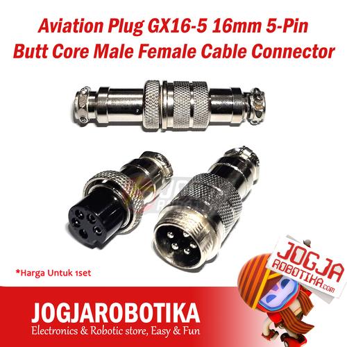 Jual Aviation Plug GX16-5 16mm 5-Pin Sambungan Kabel Male Female ...