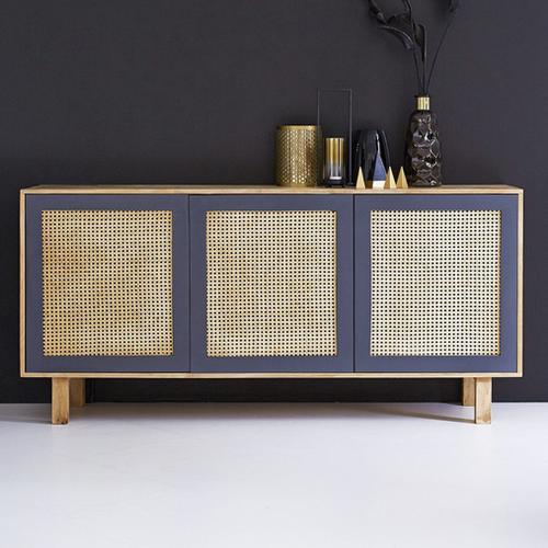 Jual Meja Bufet Minimalis Kayu Jati Rotan 3 Pintu Drawer Penyimpanan ...