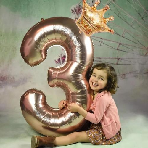 Jual [Paket] balon foil angka jumbo + mini crown gold silver pink ...