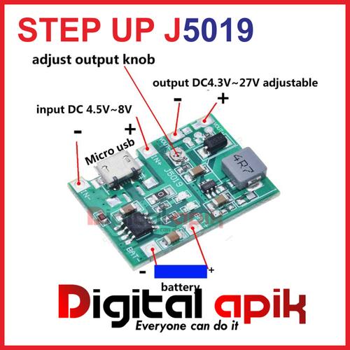 Jual J5019 Step Up Boost 2in1 Charger Cas Baterai 18650 TP4056 MT3608 ...