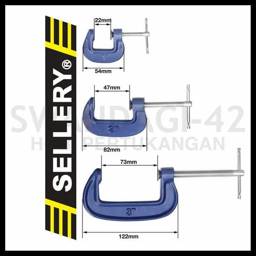 Jual Sellery 92-300 C Clamp Set 3 Pcs 1 2 3 Inch Alat Bantu Jepit Besi ...