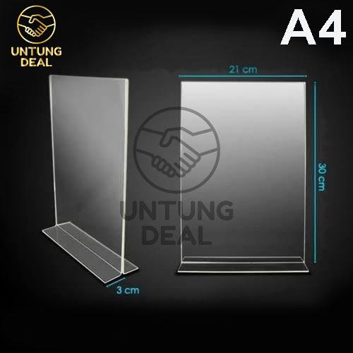 Jual Acrylic Tent Card Potrait A4 Tipe T / Standing Acrylic A4 - Kota ...