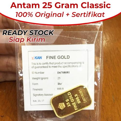 Jual EMAS ANTAM 25 GRAM CLASSIC LOGAM MULIA LM BATANGAN ORIGINAL ...