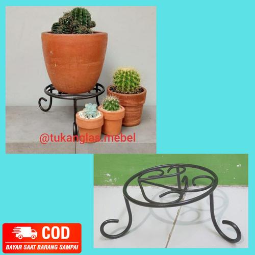 Jual Custom Dudukan Pot Bunga Bulat Rak Besi Single / Standing Planter ...