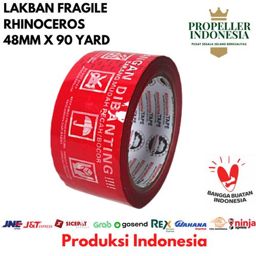Jual Lakban Fragile Merah RHINOCEROS Tape Selotip Isolasi 48MMx90YARD ...