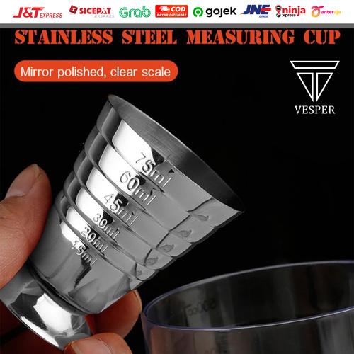 Jual Jigger gelas ukur lengkap ml oz tbsp / gelas takar stainless 3in1 ...