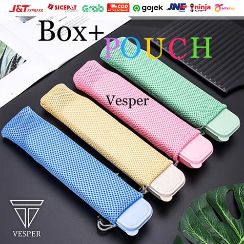 Promo Tempat sedotan stainless / kotak box alat makan sendok garpu ...