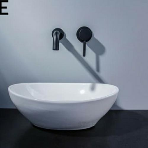 Jual Kran Tembok Hitam Tanam panas dingin/Kran Wastafel Tempel tembok ...