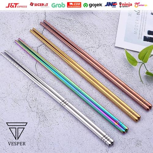 Jual Sumpit stainless korea bulat / chopstick korea / sumpit warna ...