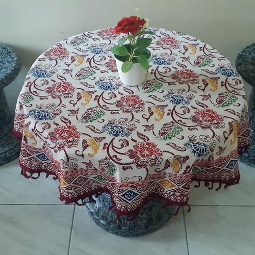 Jual Taplak Meja Tamu Batik Cap Bundar | Taplak Meja Bulat Batik Cap ...