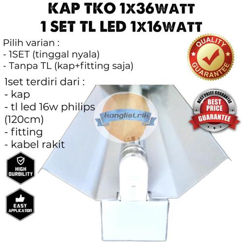 Jual KAP TKO 1x36 SET KOMPLIT TL LED PHILIPS 1x16 watt T8 panjang 120cm ...