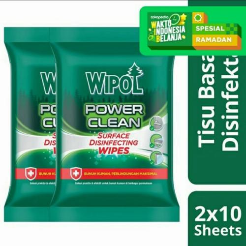 Jual Wipol Power Clean Wipes Tissue Disinfektan 10 Sheet Twin Pack ...