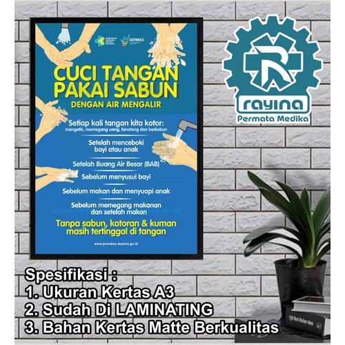 Jual Poster Kesehatan Cuci Tangan Pakai Sabun dengan Air Mengalir - Kab ...