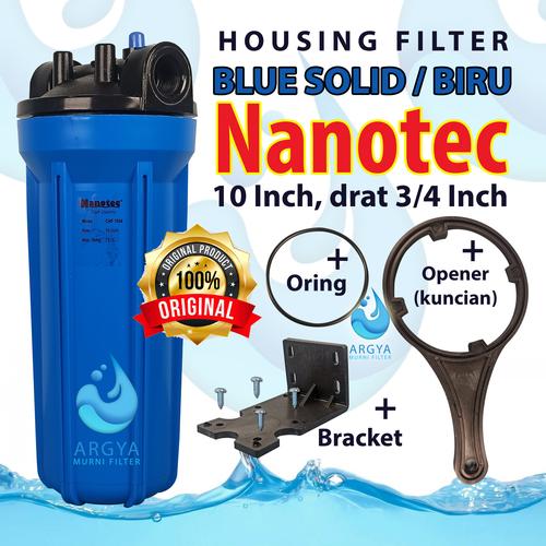 Jual Housing Filter Blue Solid / Biru 10 Inch, Drat In Out 3/4 Inch ...