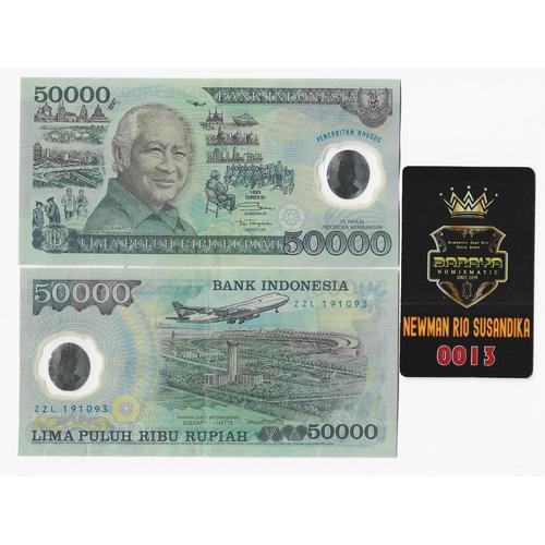 Jual UANG KERTAS PLASTIK POLIMER 50000 RUPIAH PAK HARTO 1993 LANGKA ...