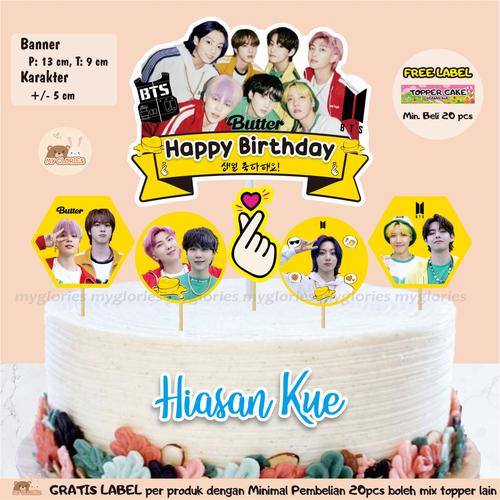 Jual Hiasan Kue BTS Butter Topper Cake karakter BTS - Hitam - Kab ...