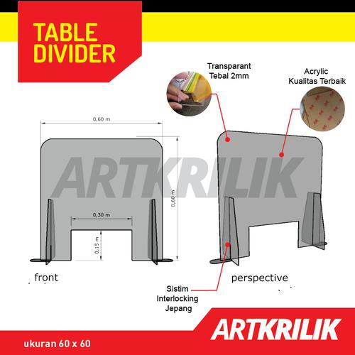 Jual SEKAT ANTI CORONA AKRILIK TABLE DIVIDER MEJA KASIR 50X60cm 2mm ...