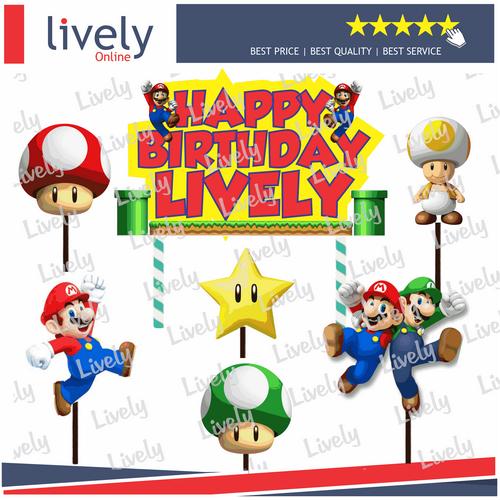 Jual Topper Karakter HBD happy birthday hiasan cake Custom Nama Mario ...