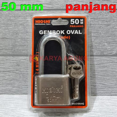 Jual Gembok Oval Leher Panjang HIOSHI 50mm Satin / Gembok Rumah Pintu ...