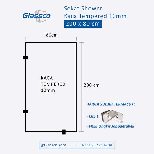 Jual Sekat Kamar Mandi Kaca Shower Mati Partisi Tempered 10mm 200x80 cm ...