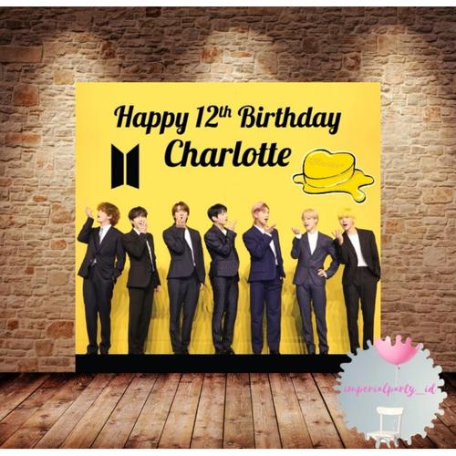 Jual Custom Happy Birthday Backdrop Banner Spanduk Ultah BTS Butter ...