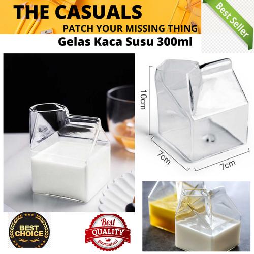 Jual gelas susu kaca unik 300ml model milk box - Jakarta Barat - The ...