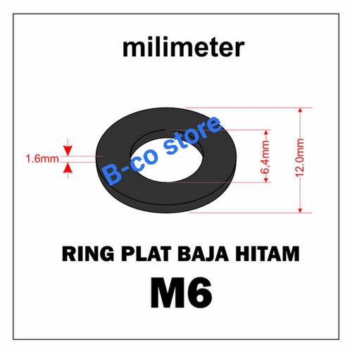 Jual ring plat baja hitam M6 / plate washer / ring plat baja murah ...