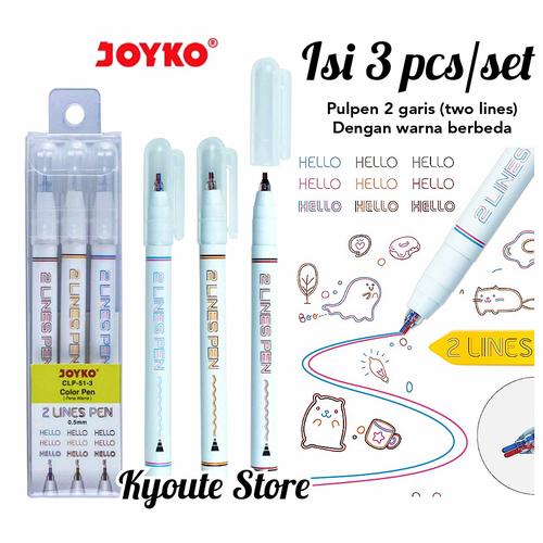 Jual Joyko Two Lines Pen Color 0.5 mm Pulpen Pena Warna Double Tip ...