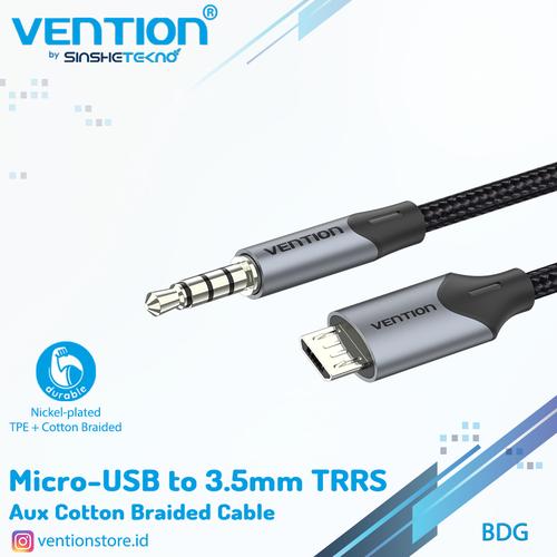 Jual VENTION Kabel Aux Micro USB to 3.5mm TRRS Cotton Braided - BDG, 2 ...