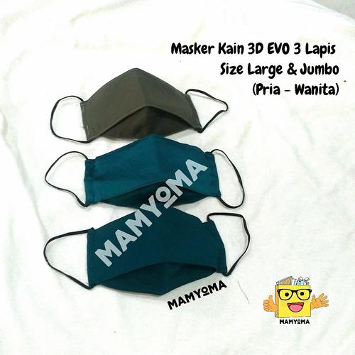 Jual Masker 3 Ply 3D Evo / Masker Kain 3 Lapis Evo Anti Sesak Besar ...