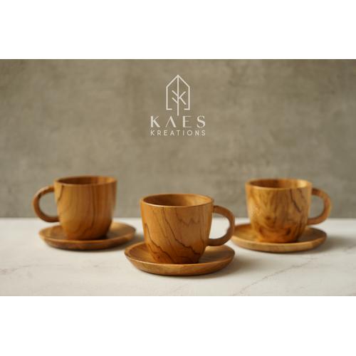 Jual KOPP Set Cangkir Kopi Kayu Jati / Cangkir Teh Kayu / Cup Gelas Mug ...