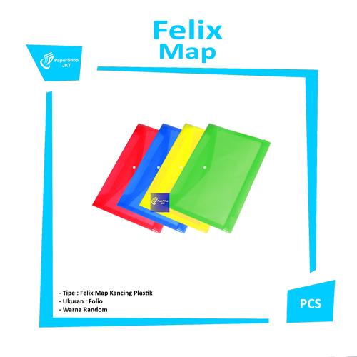 Jual Map Plastik Kancing Felix Folio - Warna Random [ 1/2 Lusin = 6 PCS ...