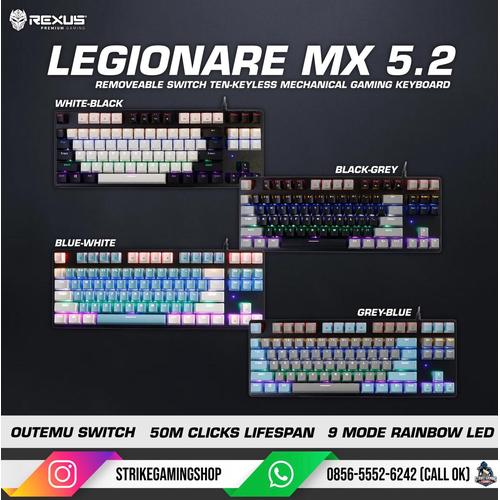 Jual REXUS LEGIONARE MX5.2 TEN-KEYLESS RAINBOW MECHANICAL GAMING ...
