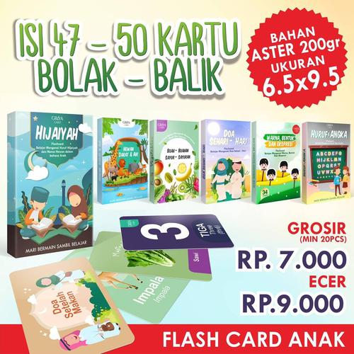 Jual FLASH CARD EDUKASI ANAK/ISI 47-50 KARTU/BAHAN ASTER 20GR - DOA ...