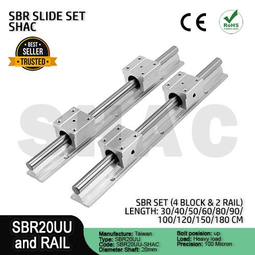 Jual SBR20UU SET (4 Block + 2 Rail) Linear Bearing Series - L30~100cm - 45cm - Kota Tangerang ...