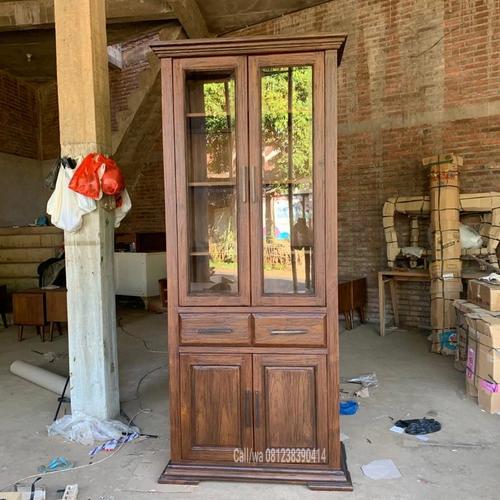 Jual Lemari Rak Buku Minimalis Kayu Jati Solid Warna Finishing Rustic ...