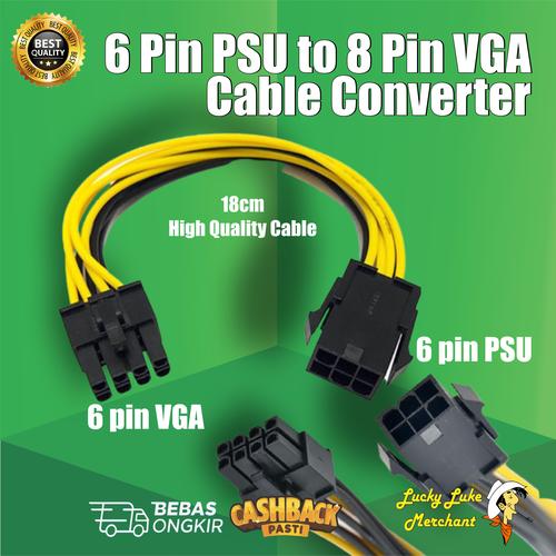 Jual 6 Pin to 8 Pin Converter Power Cable VGA GPU adaptor PSU power ...