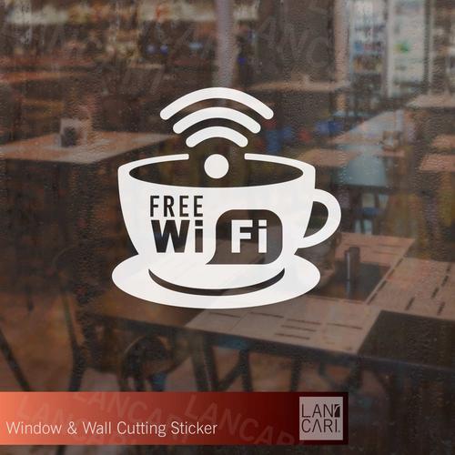 Promo Stiker Cutting Free Wifi Sticker Dinding Kaca resto cafe shop Wi ...