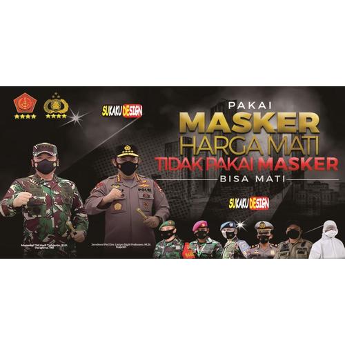 Jual BANNER /SPANDUK Wajib Pakai Masker Harga Mati Design TNI / POLRI ...
