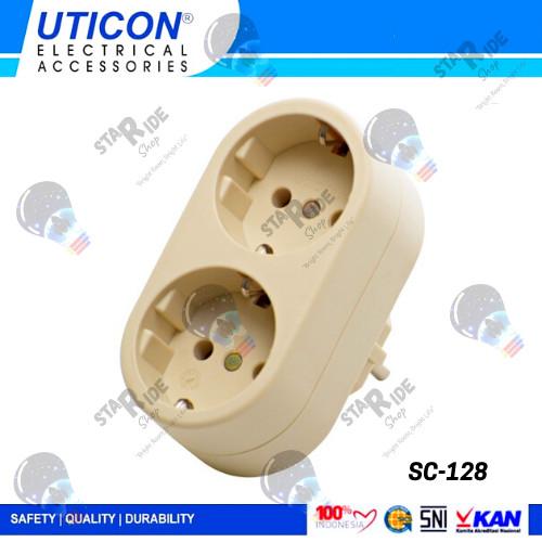 Jual Steker Stop Kontak Arde Cabang 2 Socket Soket Plug Uticon SC-128 ...